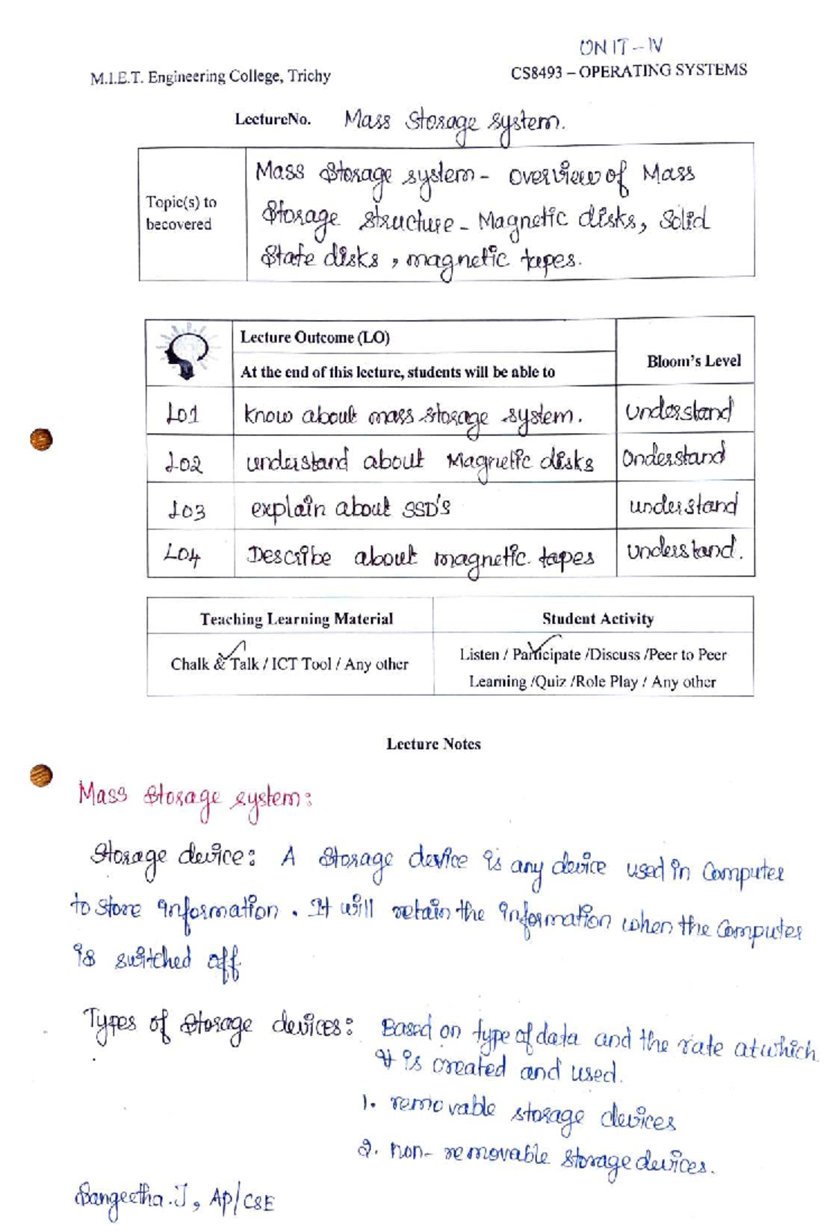 M.I.E.T. Engineering College, Trichy CS8493 OPERATING SYSTEMS Lecture ...