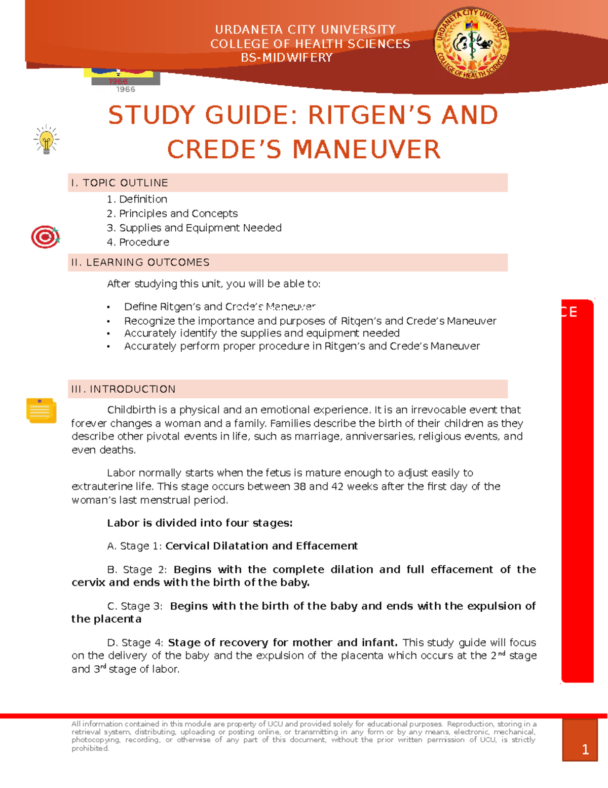 Ritgens AND Creedes Maneuver - STUDY GUIDE: RITGEN’S AND CREDE’S ...
