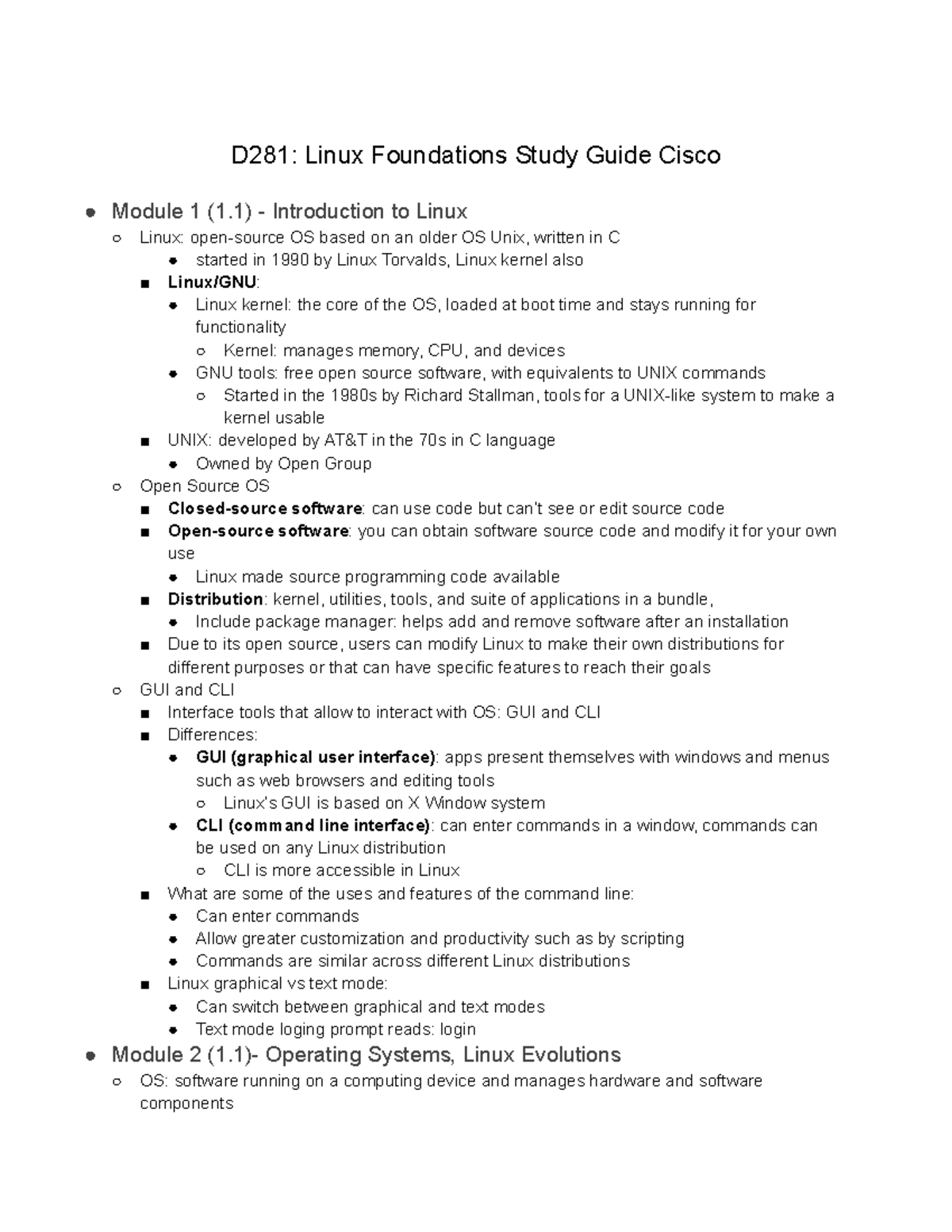D281 Linux Foundations Study Guide: Key Concepts and Modules - Studocu