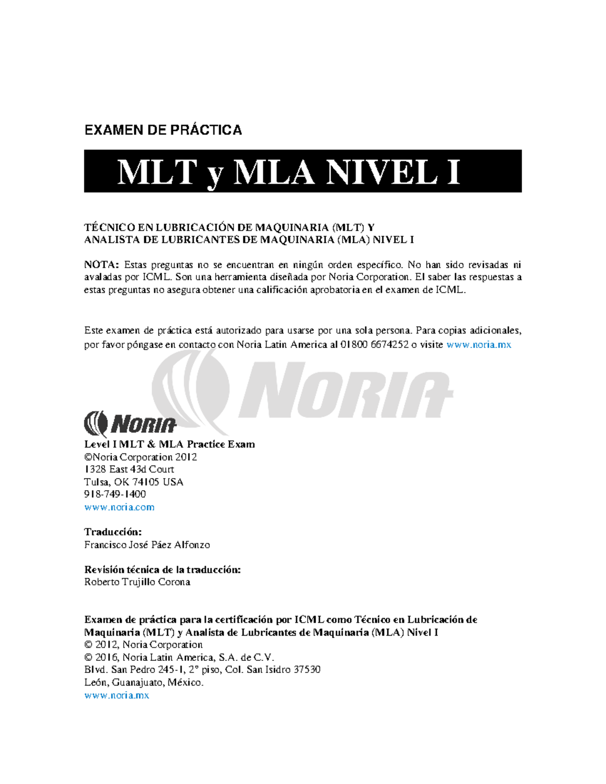 Examen de práctica MLT y MLA Nivel I - Certificación ICML - Studocu