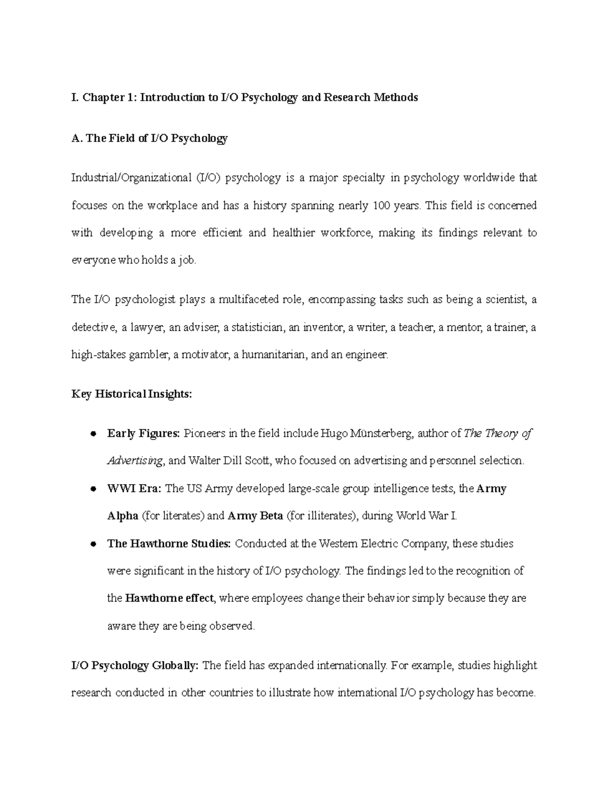 I. PSY 101: Chapter 1 - Intro to Psychology & Research Methods - Studocu