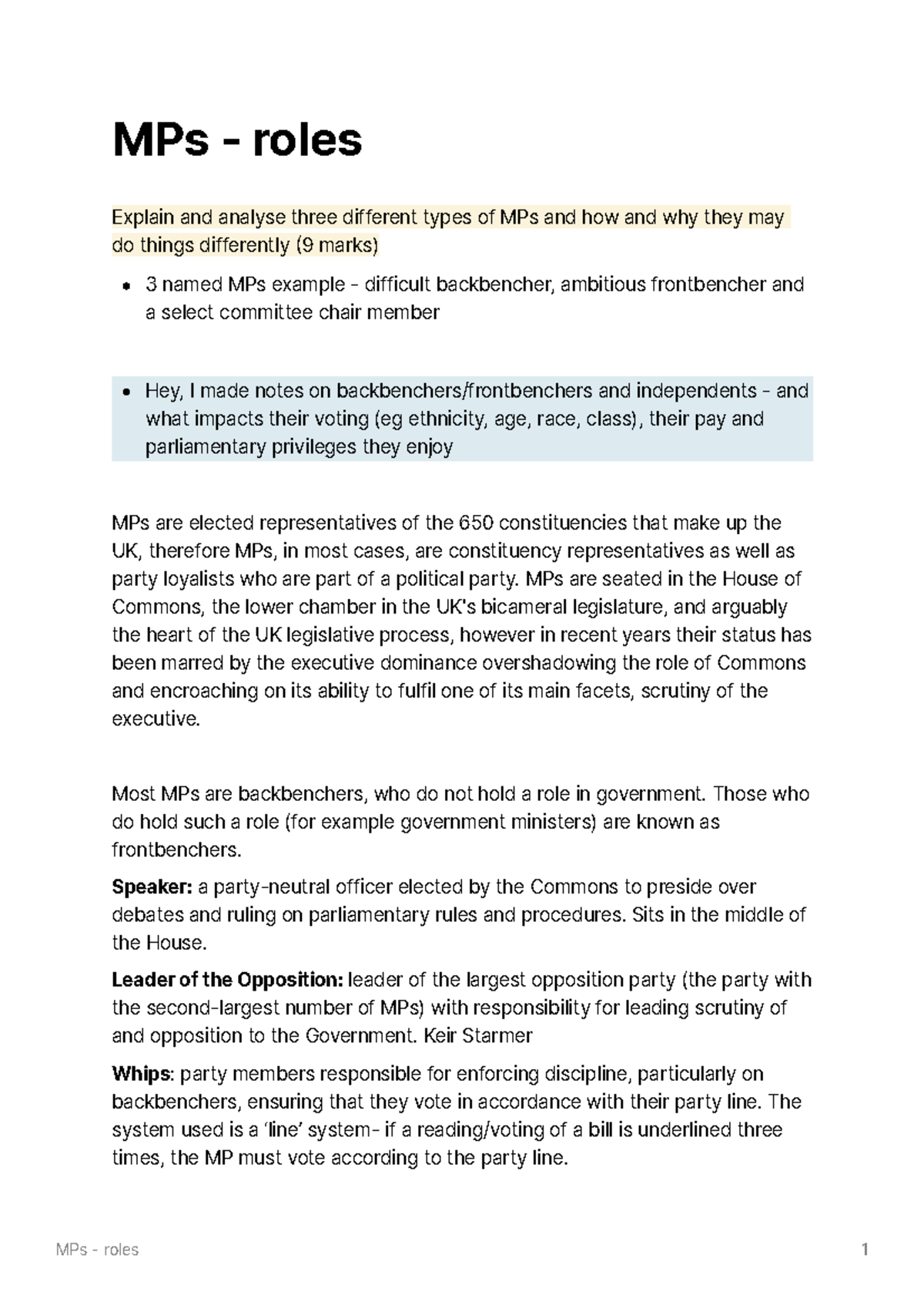 **MPs' Roles and Responsibilities: Insight into Backbenchers and ...