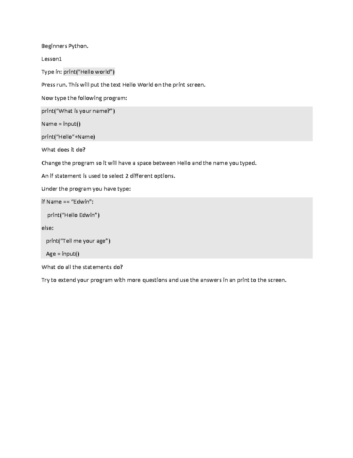 Python Basics: Lesson 1-6 on Input, Loops, and Random Numbers - Studocu