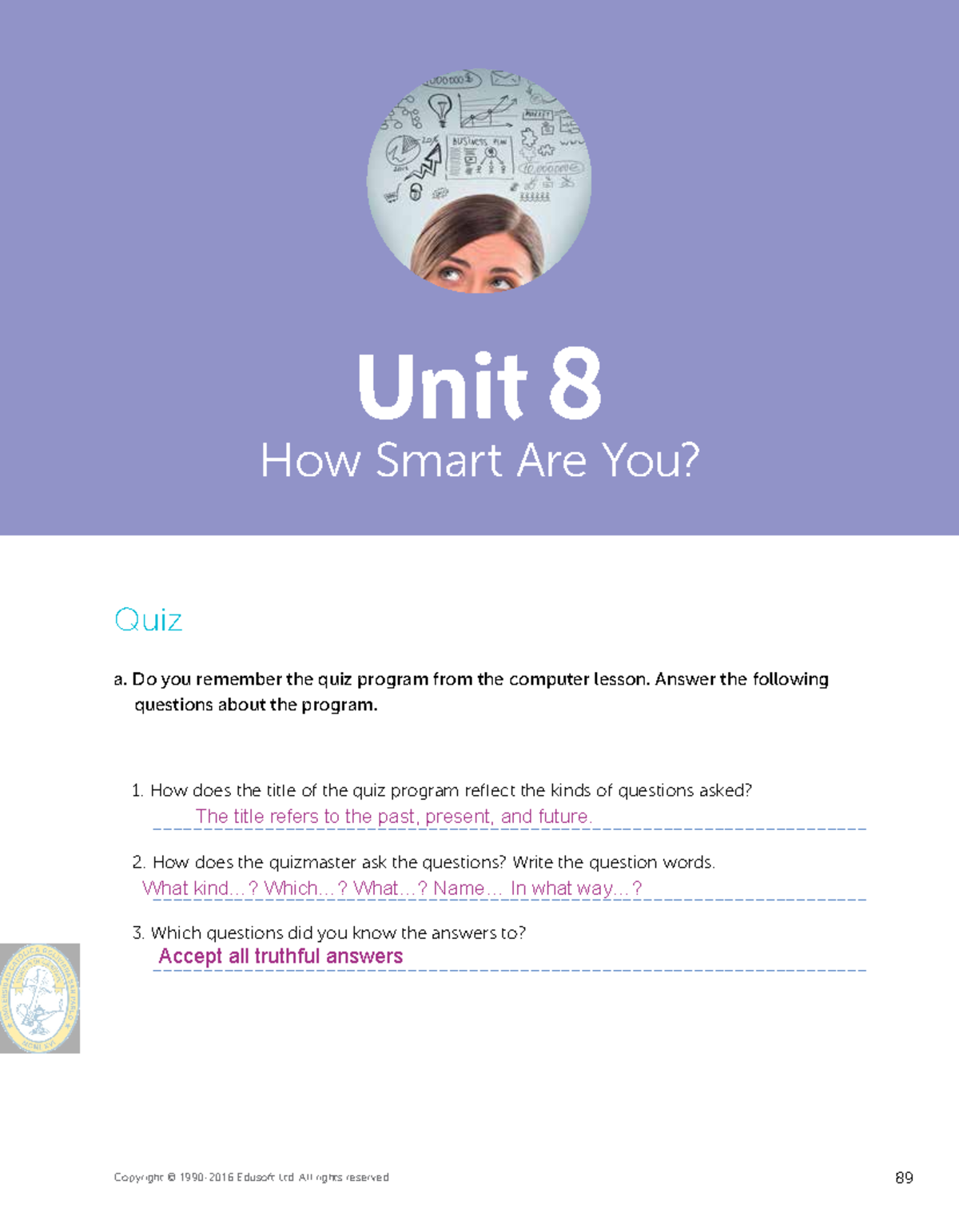 AD - UNIT 8 - Workbook Activities and Discussions - Studocu