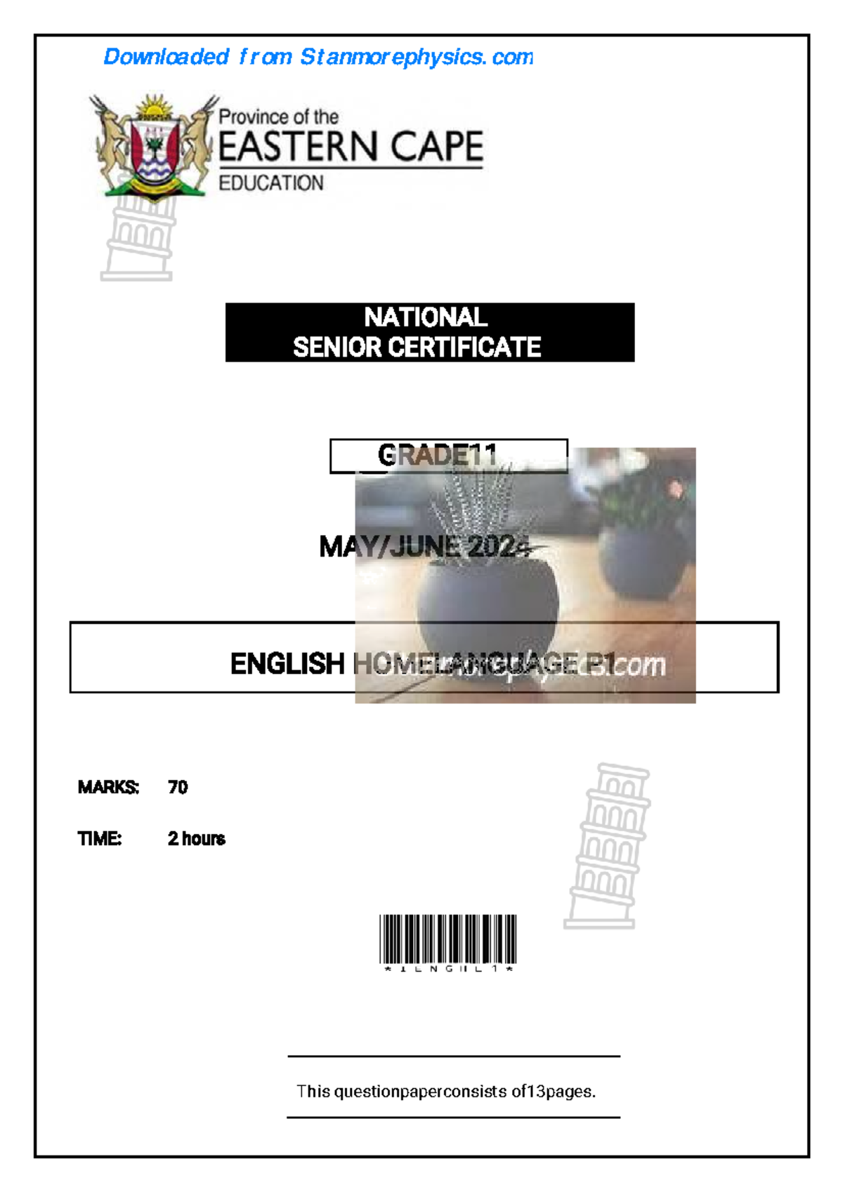 EC English HL Grade 11 June 2024 P1 Exam Paper and Instructions - Studocu