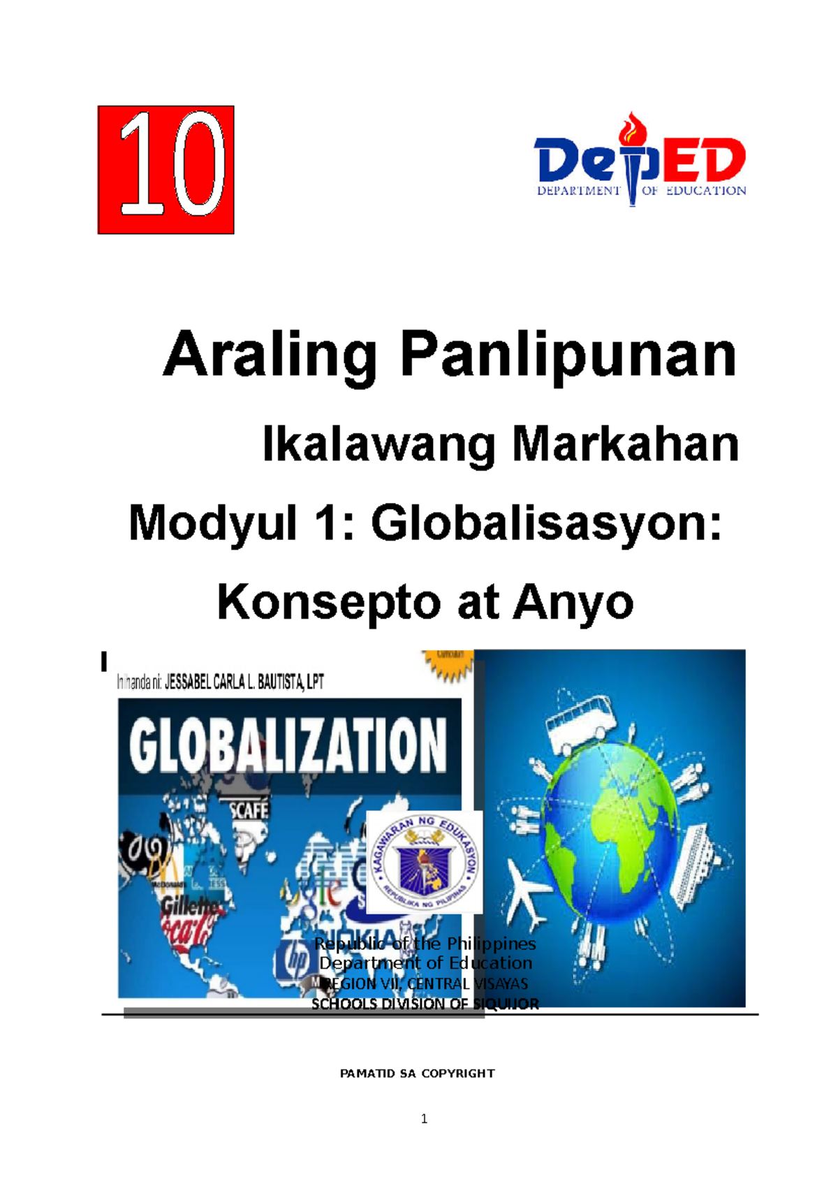 AP10 Q2 - Modyul 1: Globalisasyon na may Sagot ng Pagsusulit - Studocu
