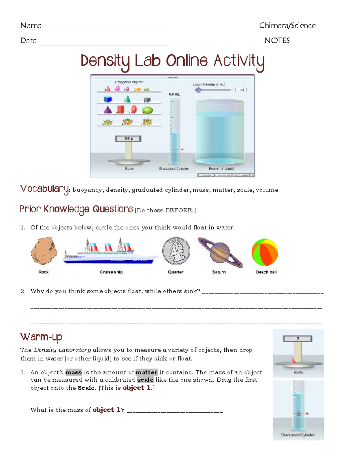 0-LAB Density Lab Online Activity: Exploring Mass, Volume & Buoyancy ...