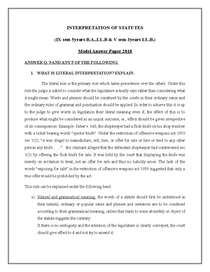 Presumptions - Lecture note of interpretation of statutes - Presumption ...