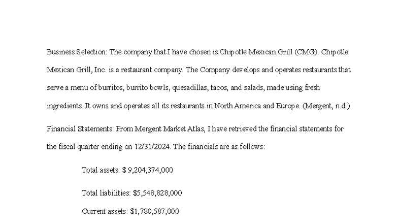 Final Project Milestone One: Financial Analysis of Chipotle (CMG) - Studocu