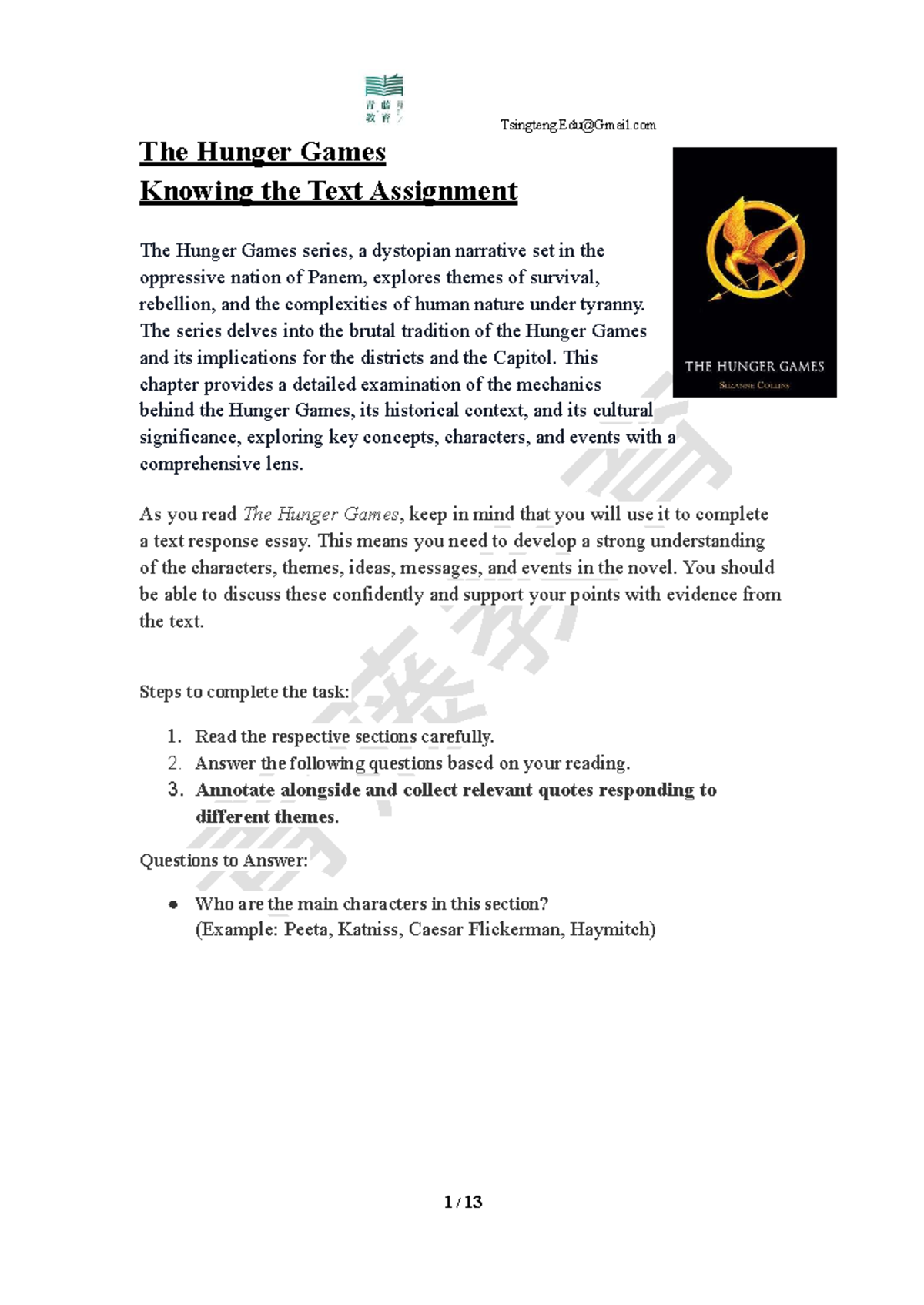 Hunger Games Analysis: Themes, Characters, and Rebellion Insights - Studocu