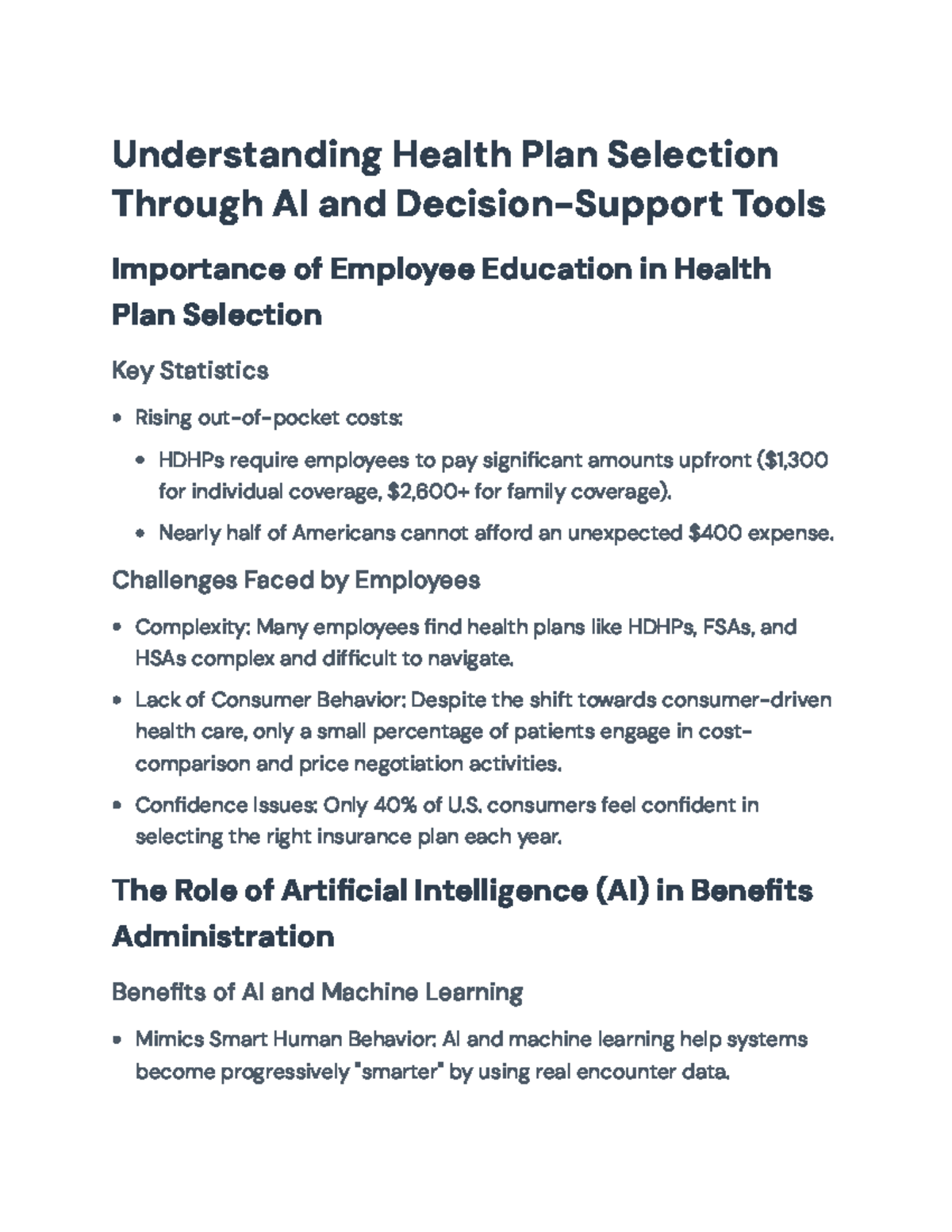 Understanding Health Plan Selection: AI's Impact on Employee Benefits ...