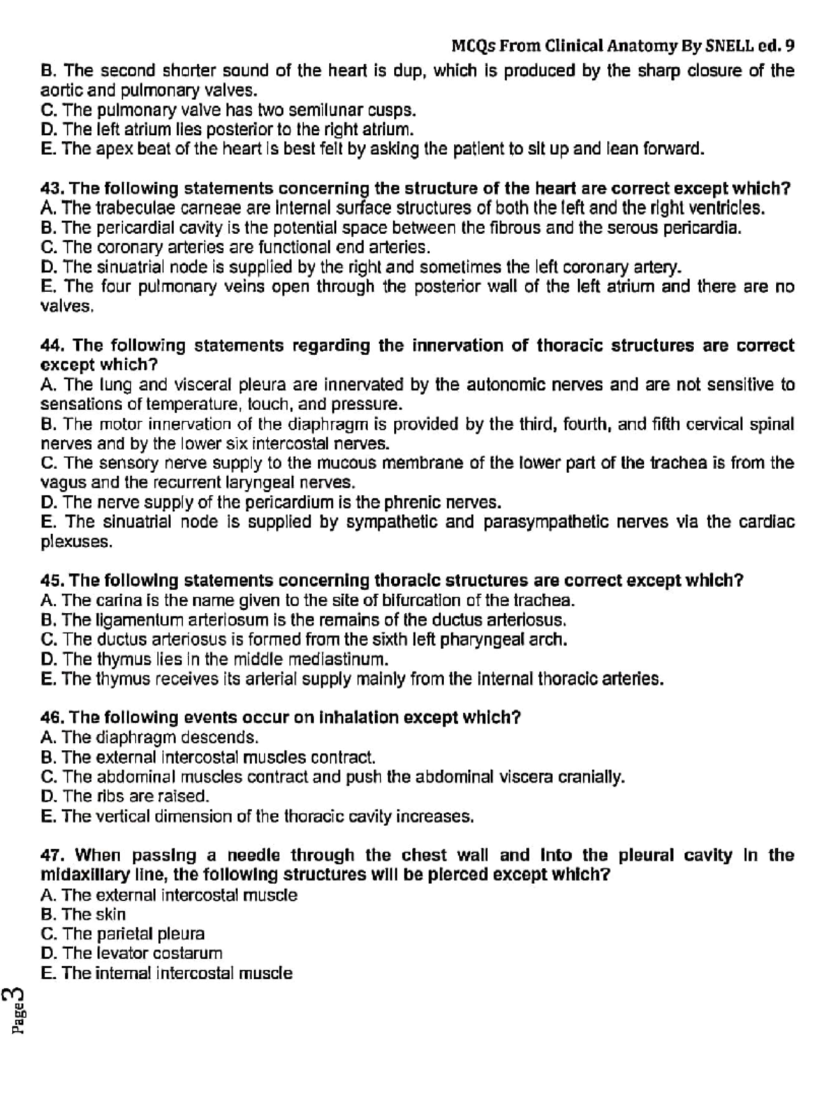 Nursing 866 QUIZ 64 - Clinical Anatomy MCQs and Heart Structures - Studocu