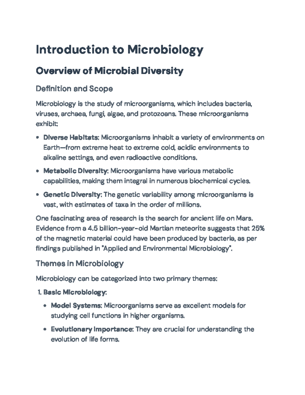 Microbiology: Diversity, Impact, and Evolution of Microorganisms ...