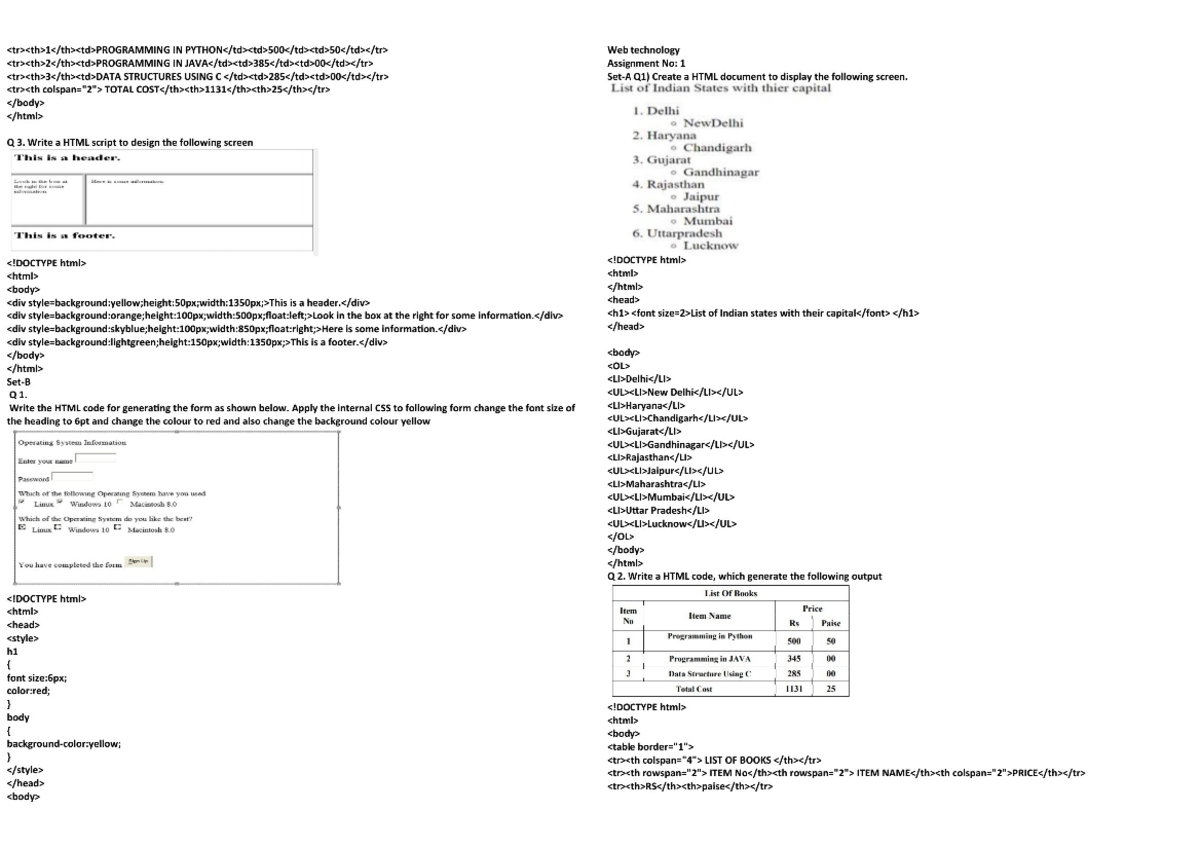 T.Y.B.Sc(Comp.Sci) Assignment 1: HTML & PHP Programming Tasks - Studocu