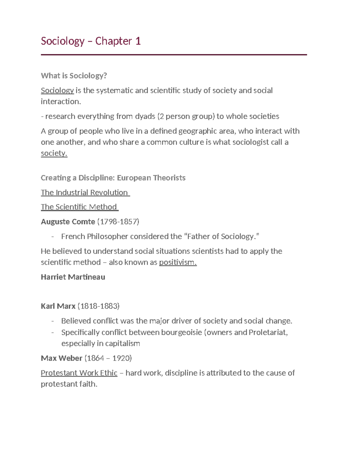 Sociology 101 Chapter 1 Introduction To Sociology Notes Studocu