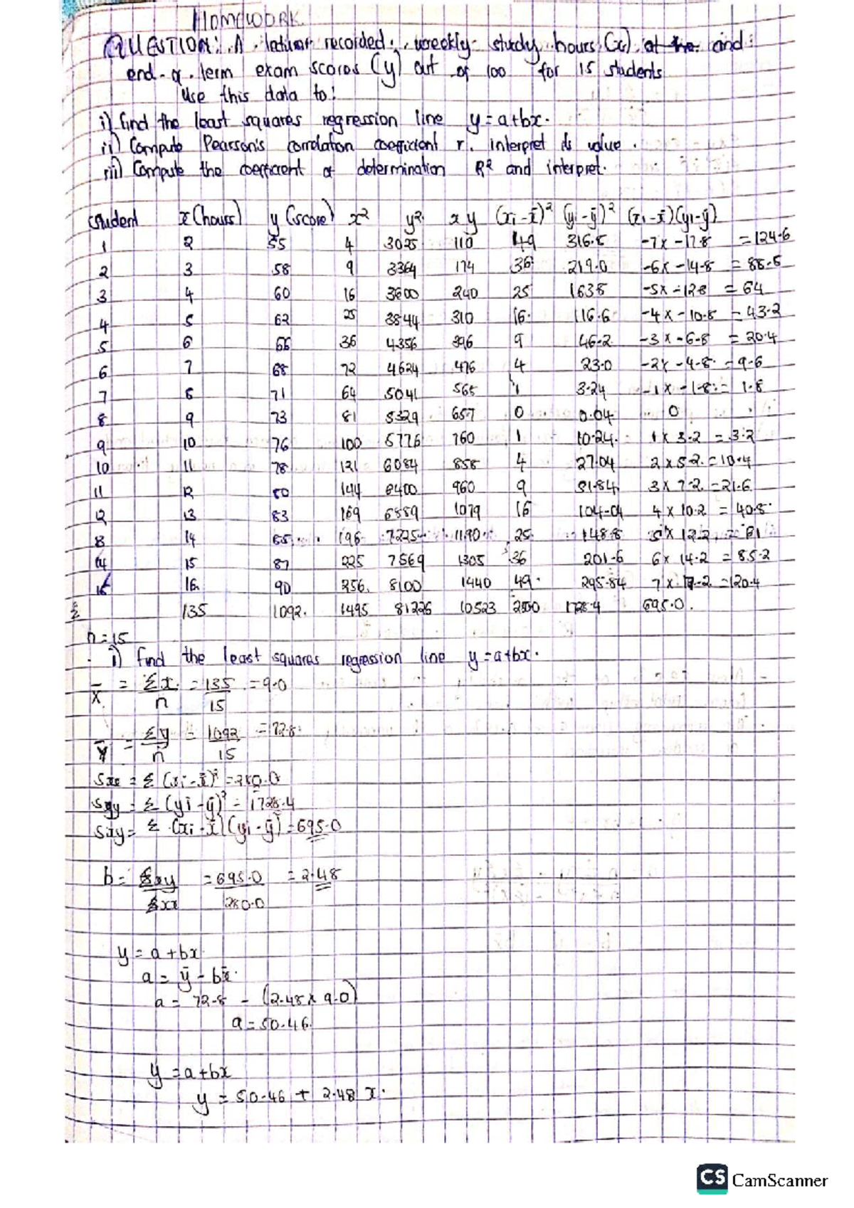 Simple Linear Regression Notes (Course Code: Cx) - Studocu