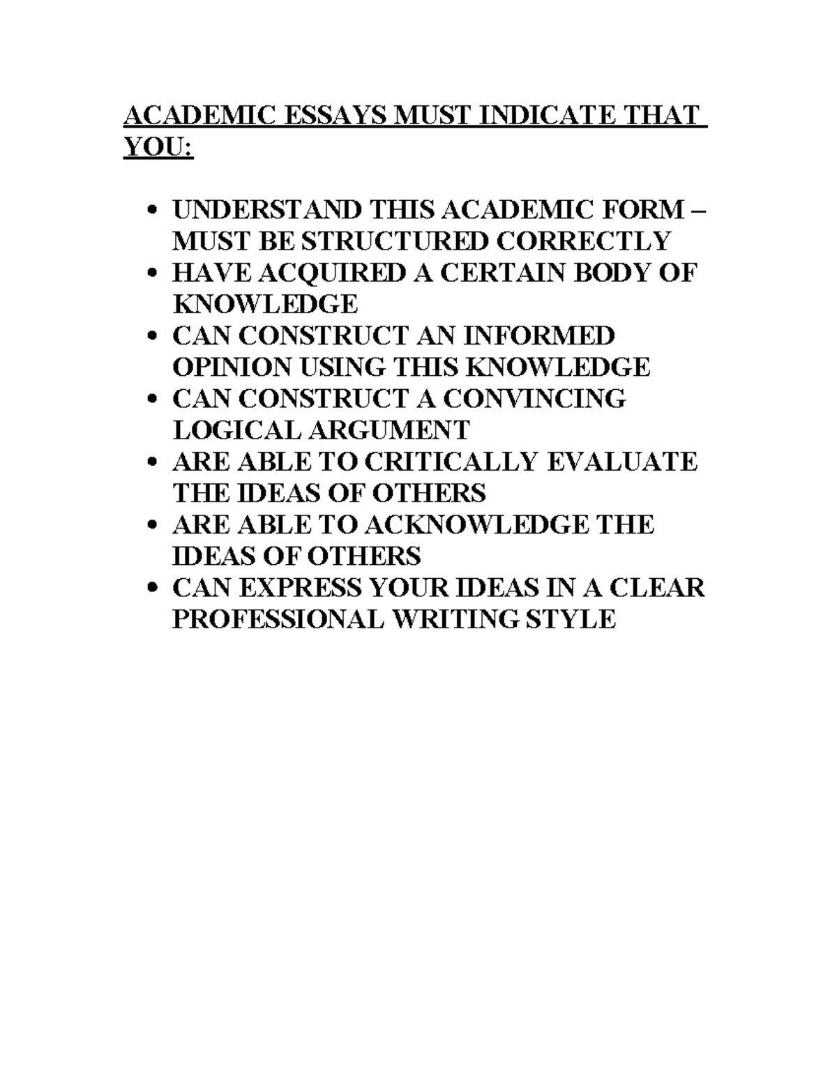ENG101 Academic Essay Writing Guidelines and Structure - Studocu