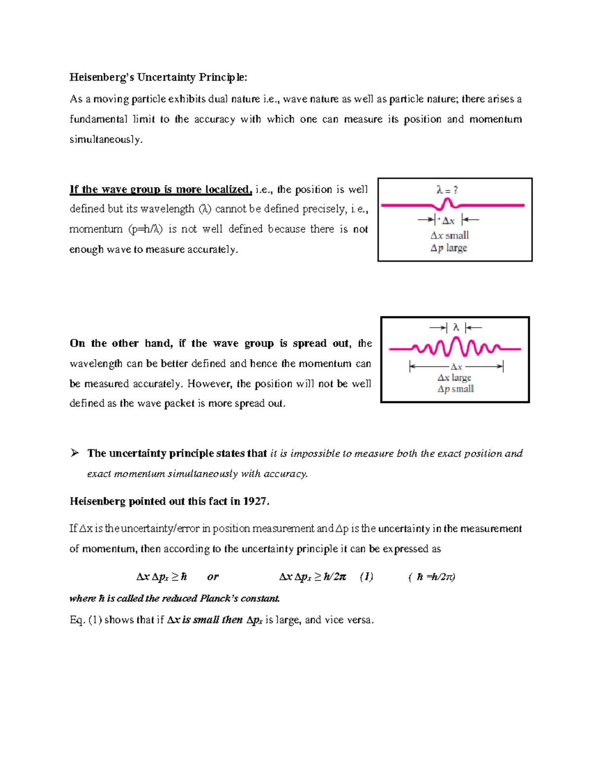 Heisenberg uncertainty principle and its applications - Heisenberg’s ...
