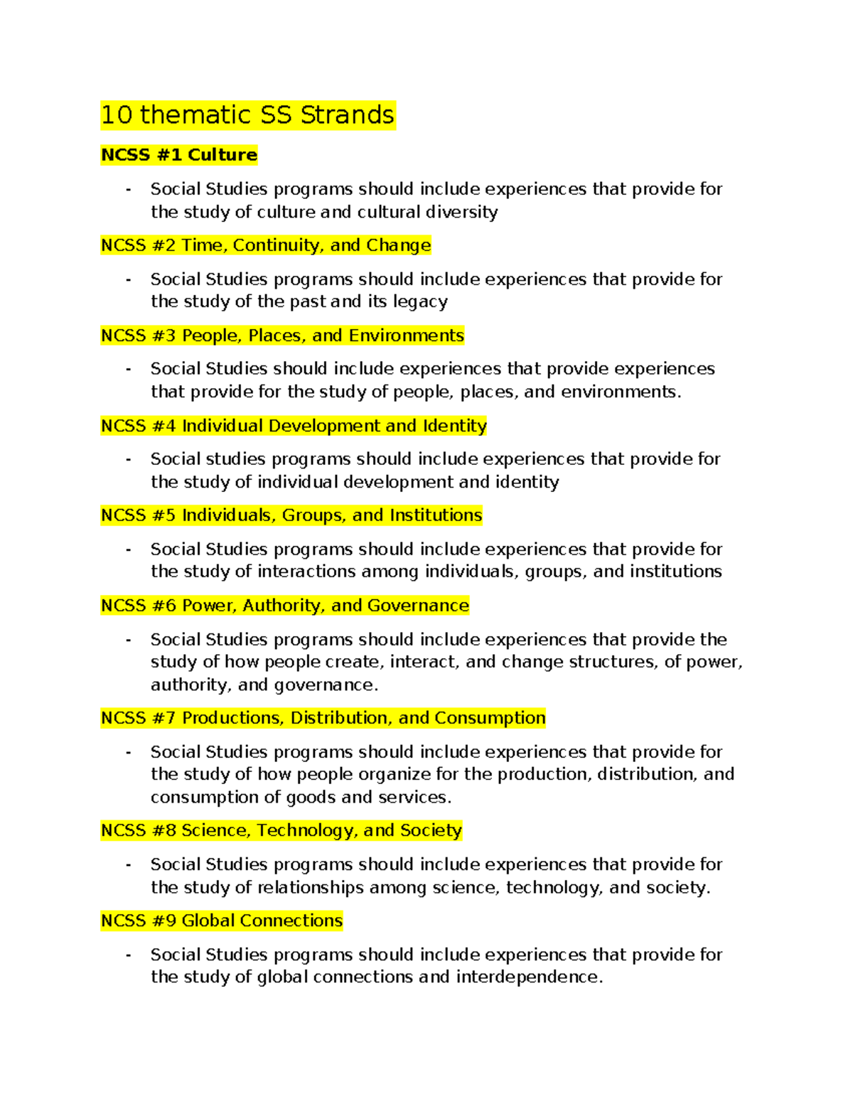 Thematic Strands & Graphic Organizers in Soc. Studies Educ. (SS 101 ...
