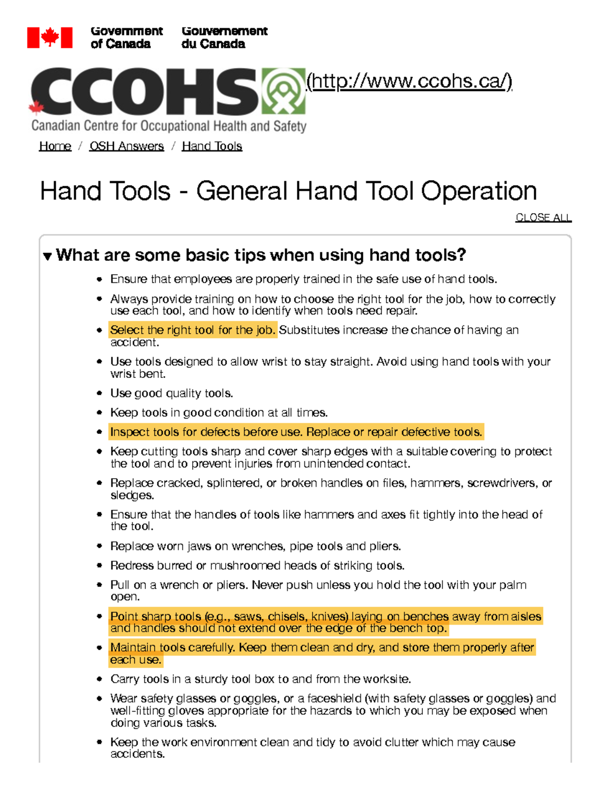 General Hand Tool Operation - Quiz Answers & Tips for Safety - Studocu
