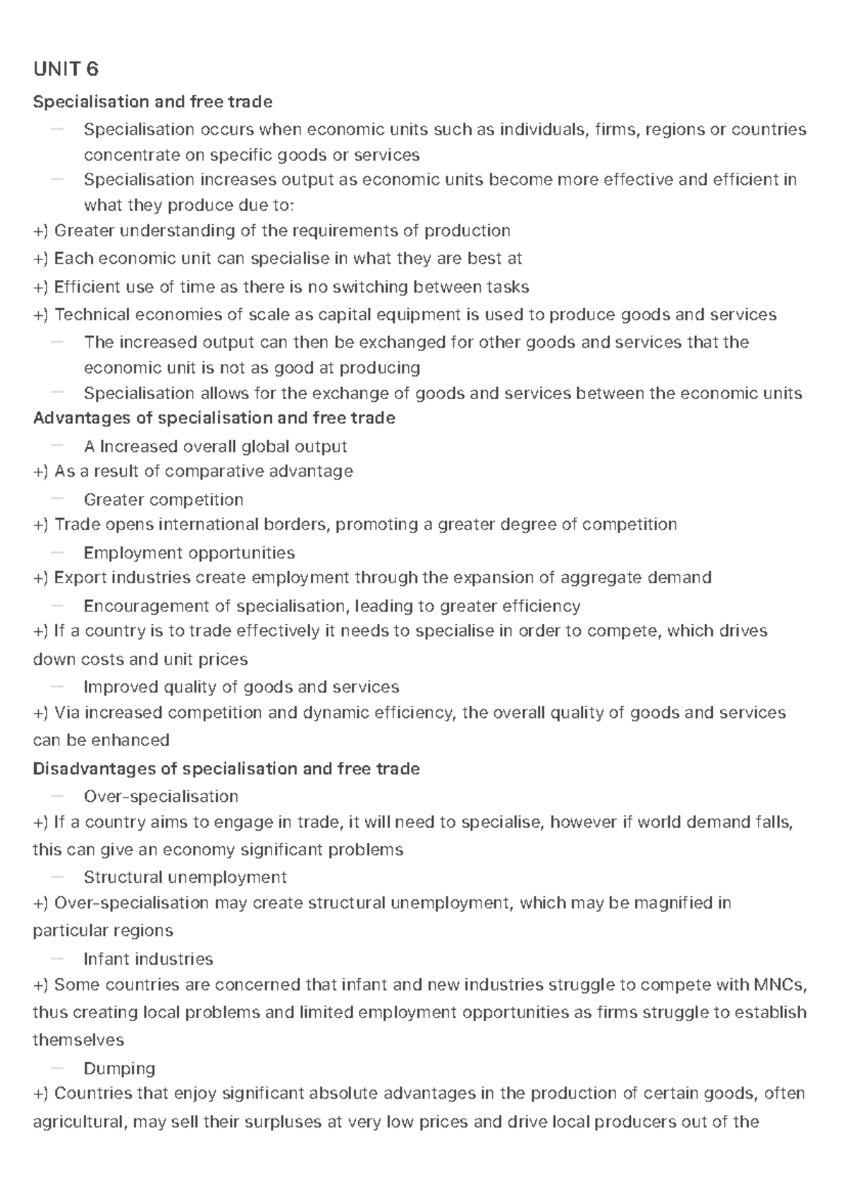 UNIT 6 - Specialisation and Free Trade: AS Level Economics Revision ...