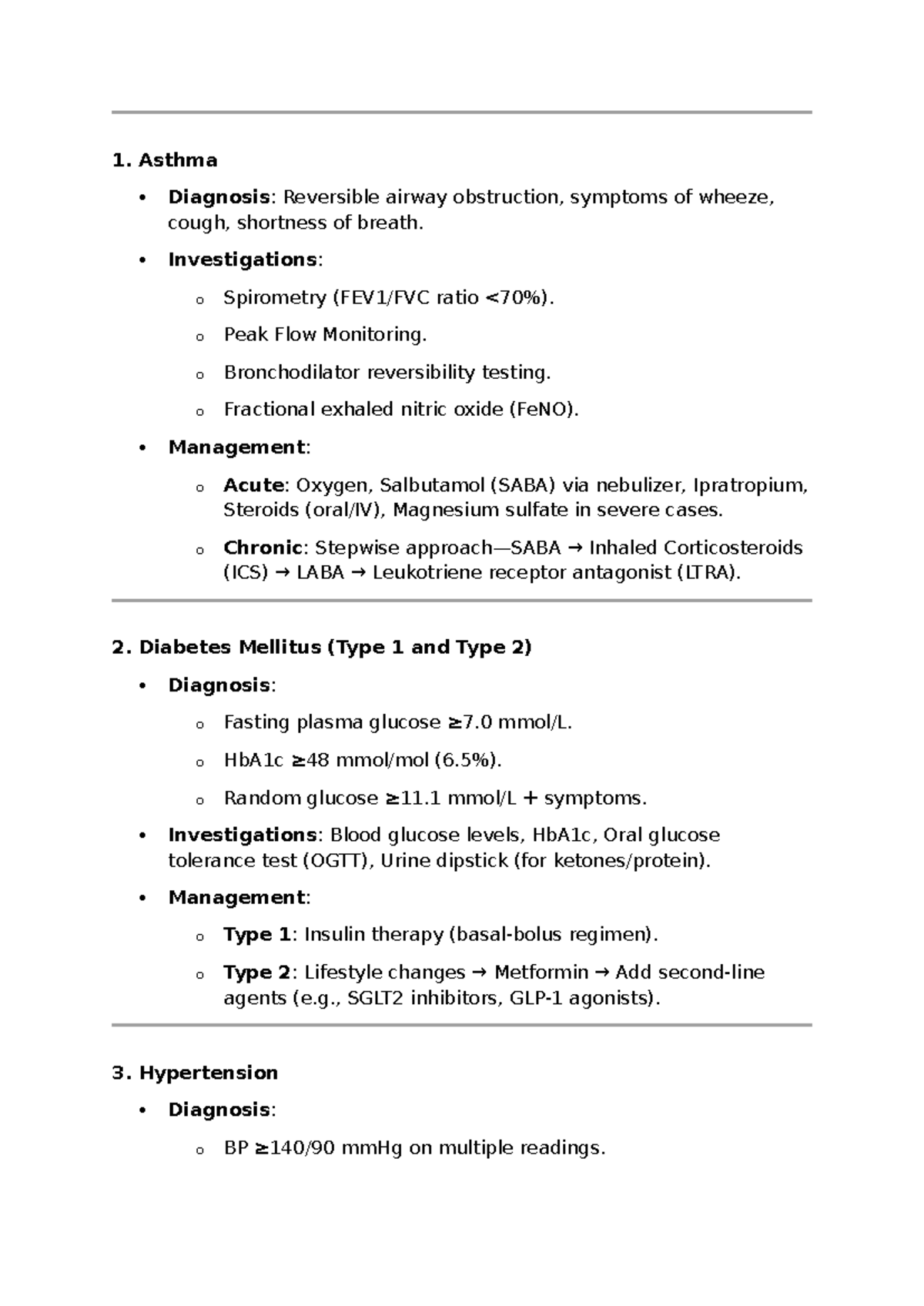 Common Ukmla core conditions - 1. Asthma Diagnosis: Reversible airway ...