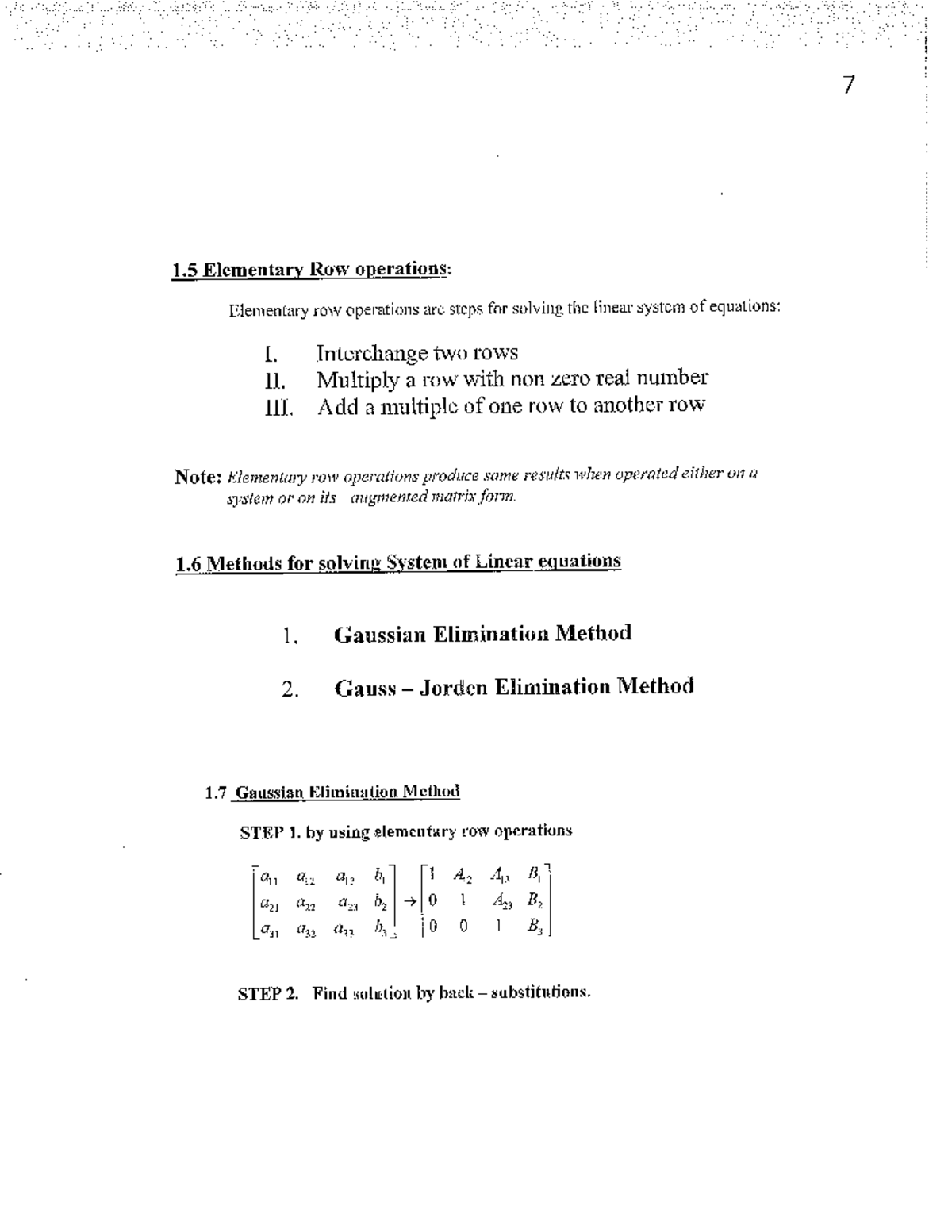 Elementary Row Operations and Solving Linear Systems (MATH 101) - Studocu