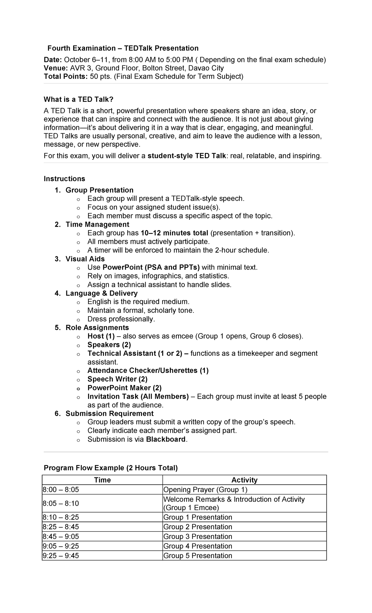 TED Talk Presentation Guide - 4th Exam GE2 2370 - Studocu