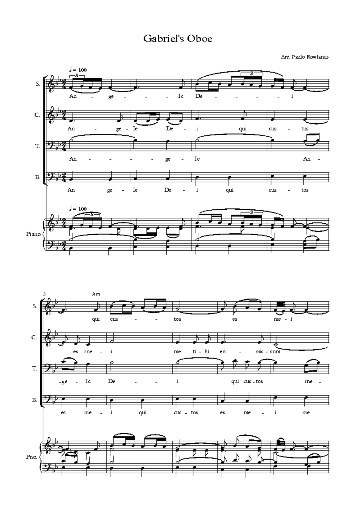 Gabriel's Oboe - Complete Score (Arr. Paulo Rowlands) - Studocu