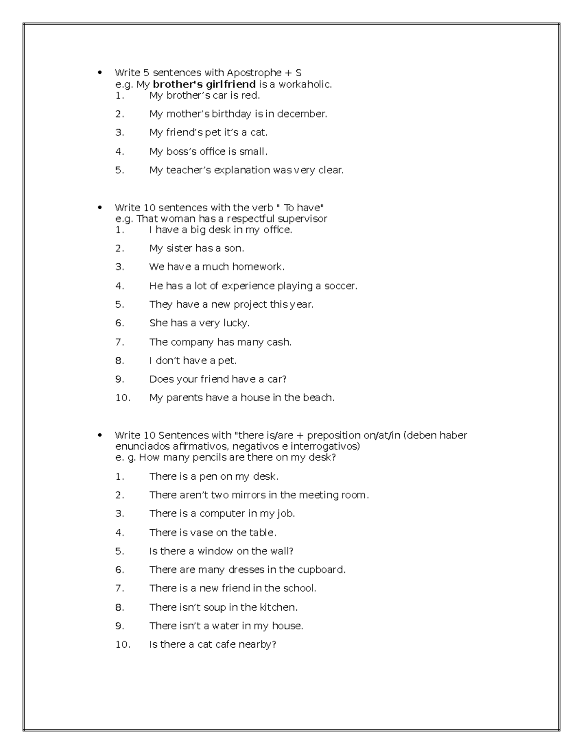 Gamez Alecciram ENG101 Assignment 4: Sentences with Apostrophe S, To ...