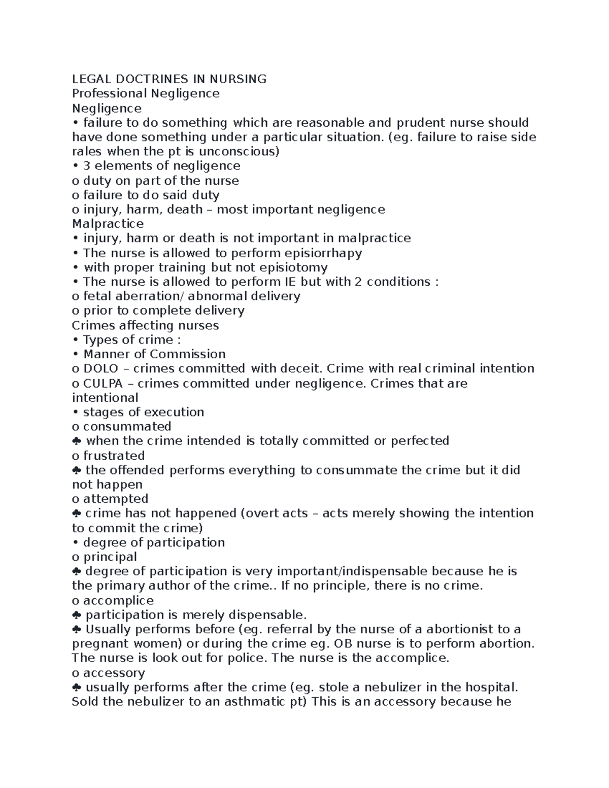 Legal Doctrines in Nursing: An Overview of Negligence and Malpractice ...