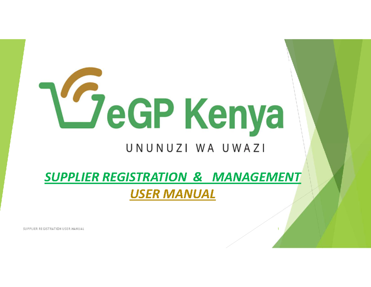 Supplier Registration Management User Manual (eGP) - Studocu