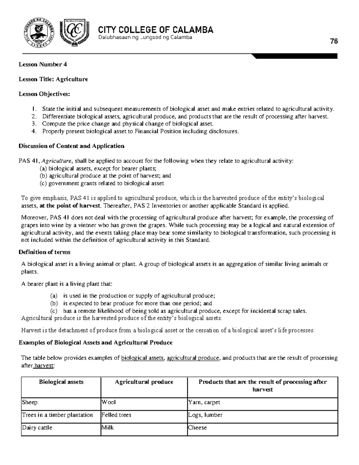 IA102 Intermediate Accounting 1 Module 3 Lesson 4: Biological Assets in ...