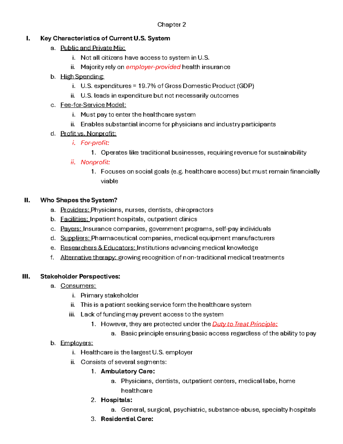 U.S. Healthcare System Overview: Key Characteristics & Stats (Chapter 2) - Studocu