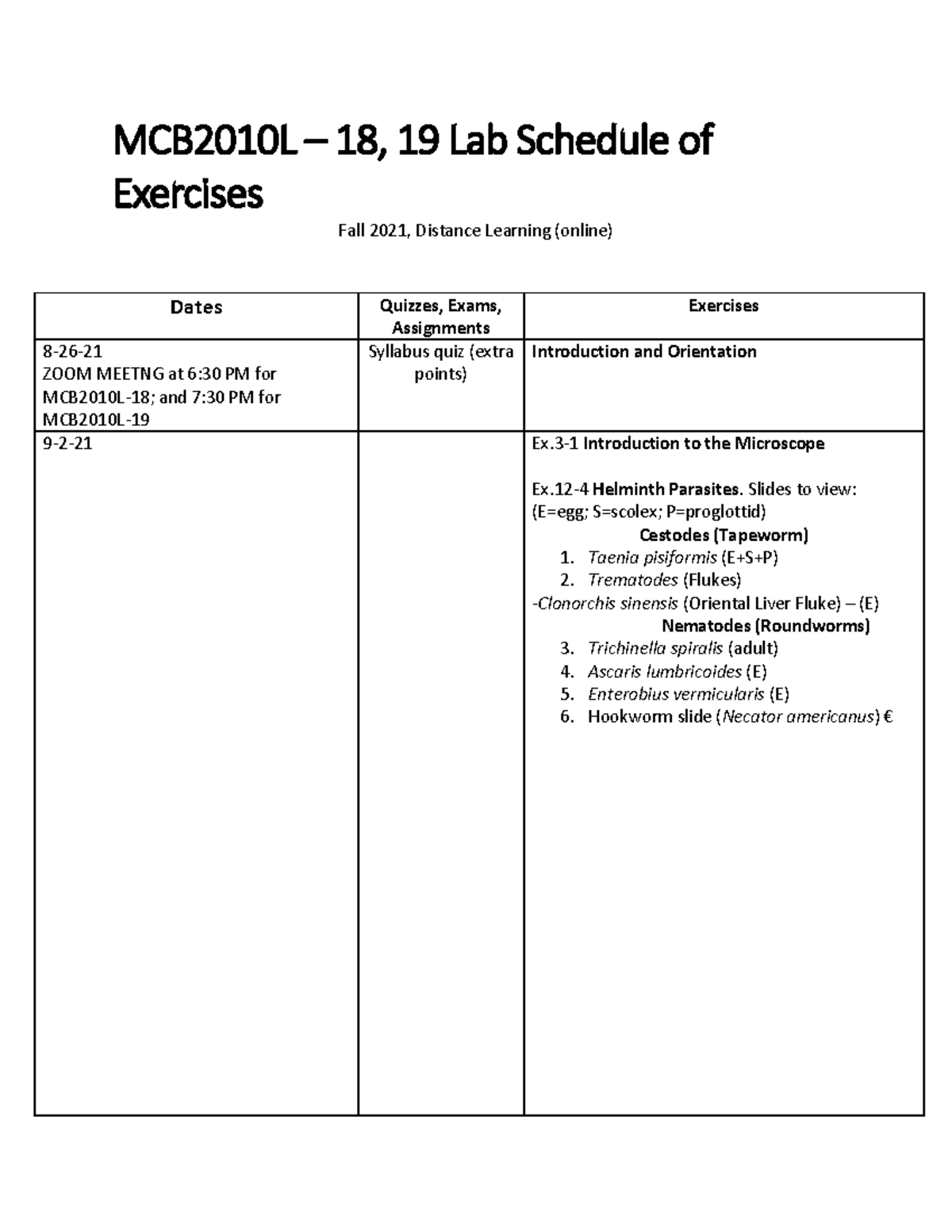 Httpscdn.inst fs iad prod.inscloudgate - MCB2010L – 18 , 19 Lab Schedule of Exercises Fall 2021 ...