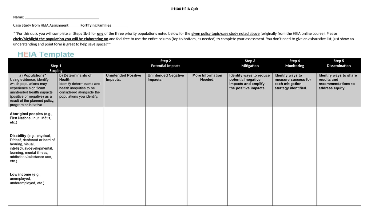 LH100 HEIA Quiz: Case Study on Priority Populations Analysis - Studocu