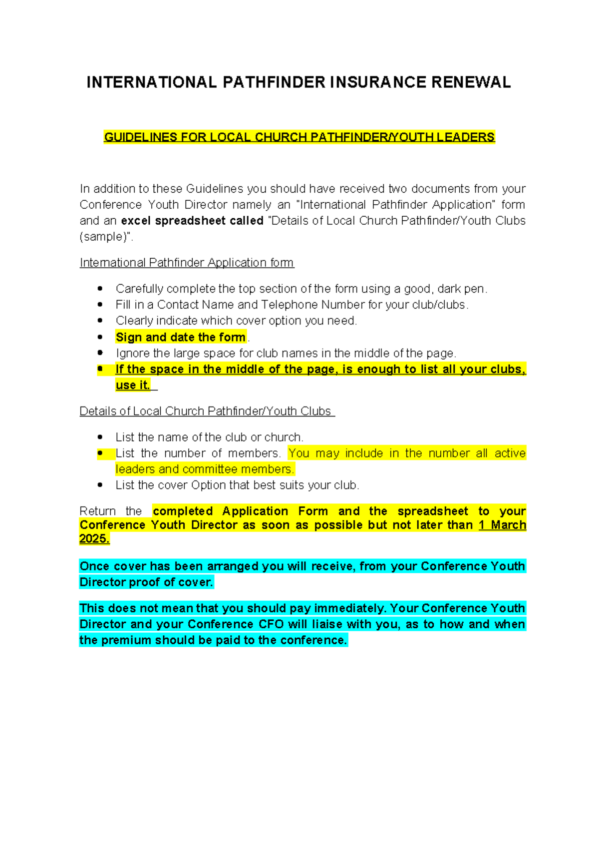 Renewal Appli Guidelines for local church - INTERNATIONAL PATHFINDER ...