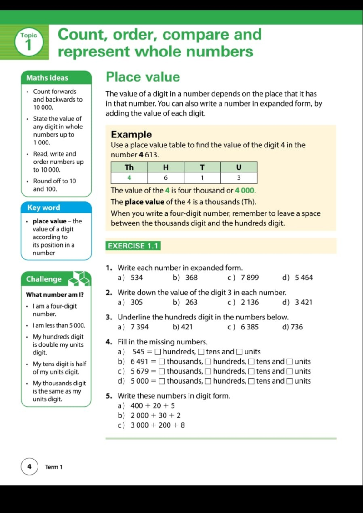 Maths 1: Understanding Place Value and Whole Numbers - Term 1 - Studocu
