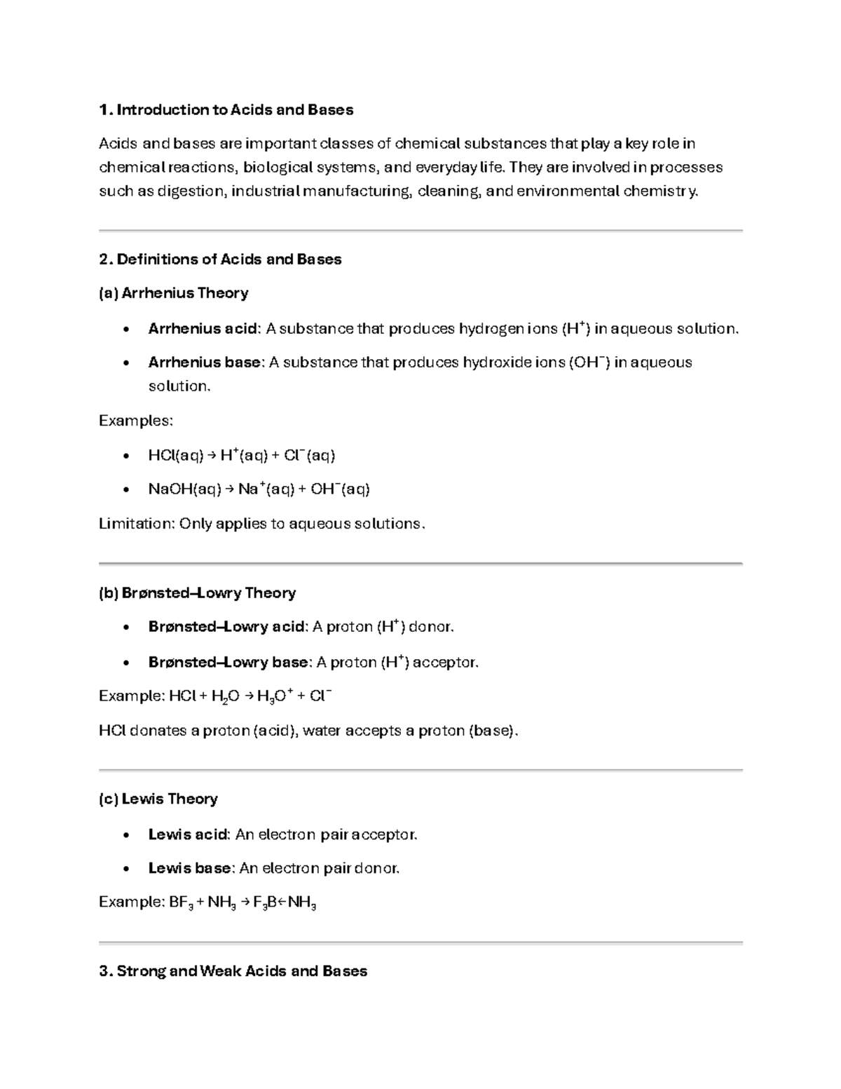 Chemistry 101: Introduction to Acids and Bases Notes - Studocu