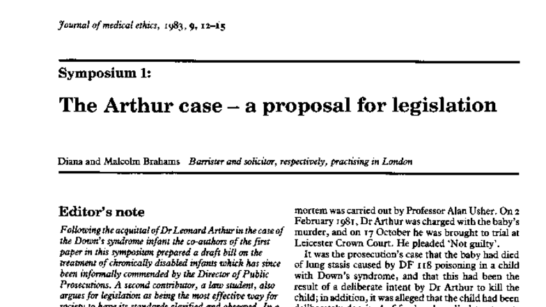 Dr. Arthur's Case: A Legal and Ethical Analysis (MED 1983) - Studocu