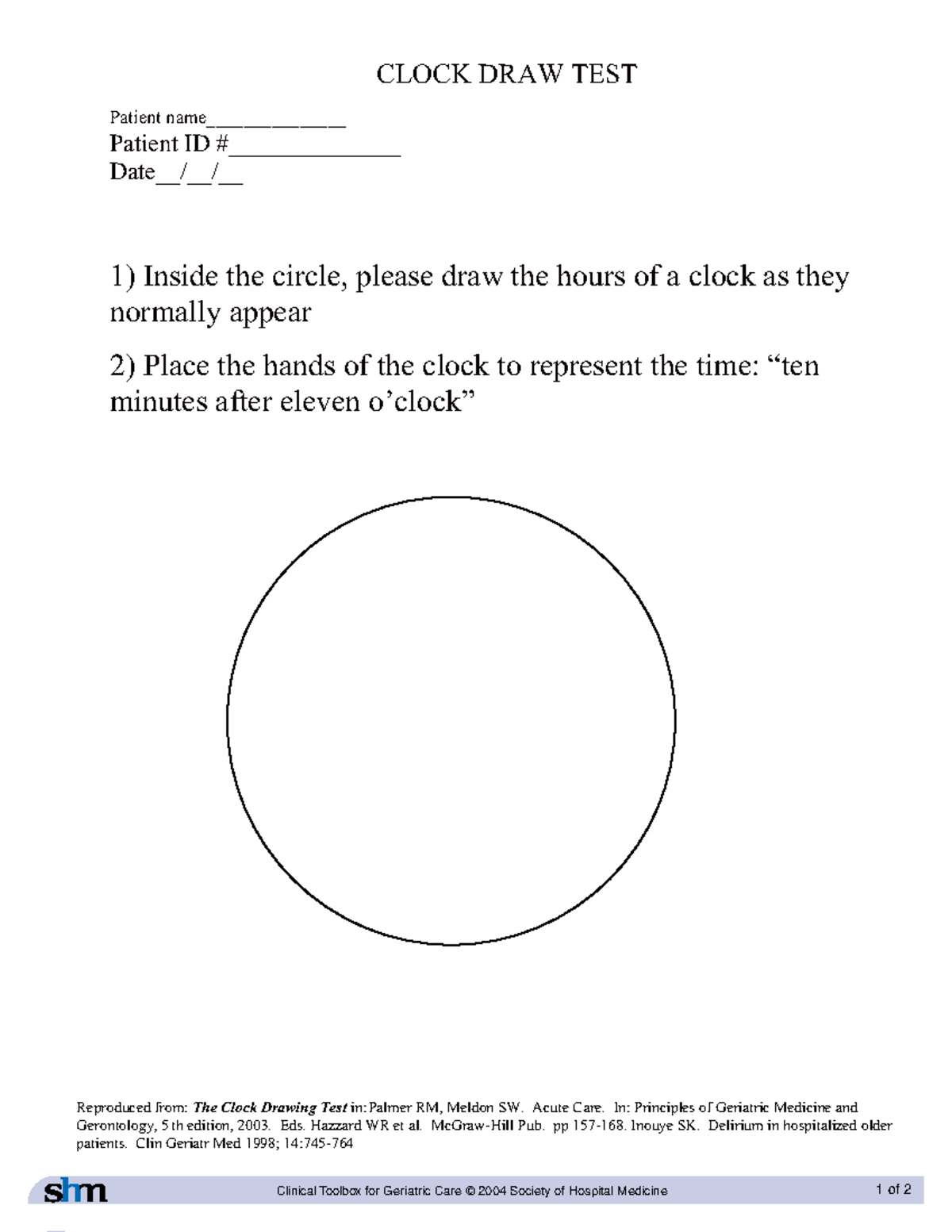 Clock Drawing Test Mini-Cog Assessment Tool - Studocu