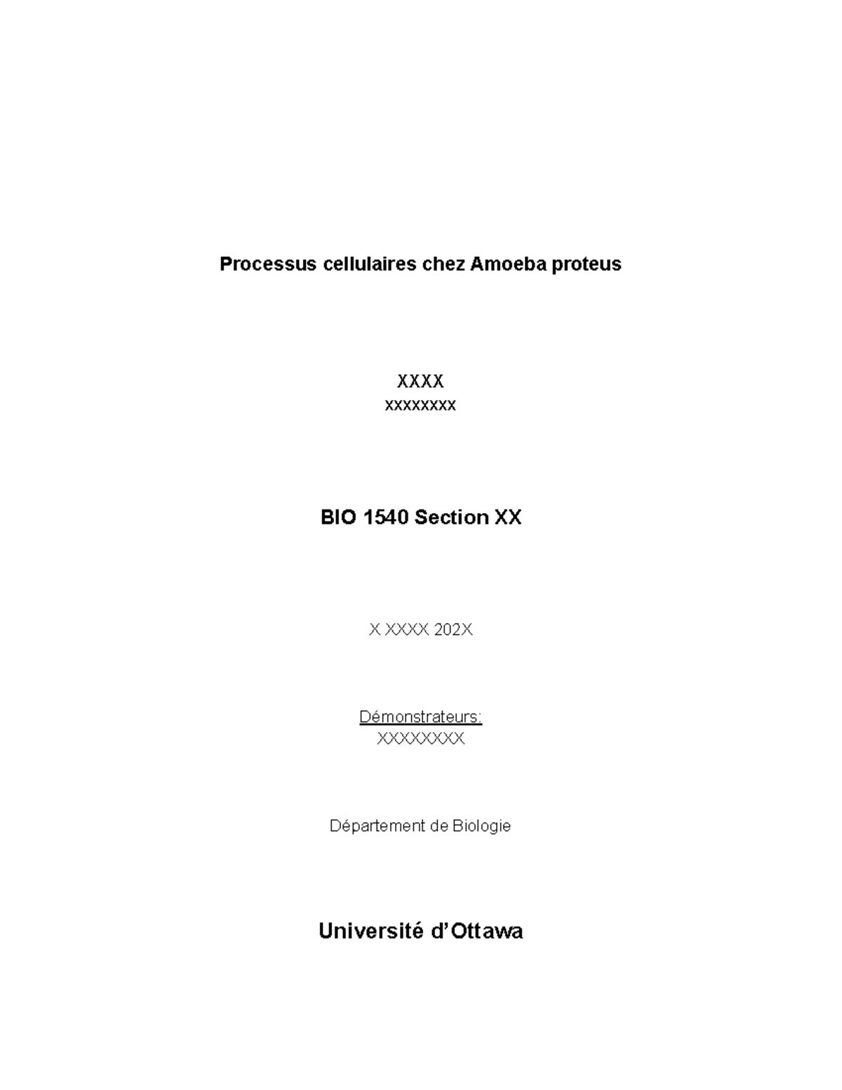 Rapport de laboratoire sur les processus cellulaires chez Amoeba ...