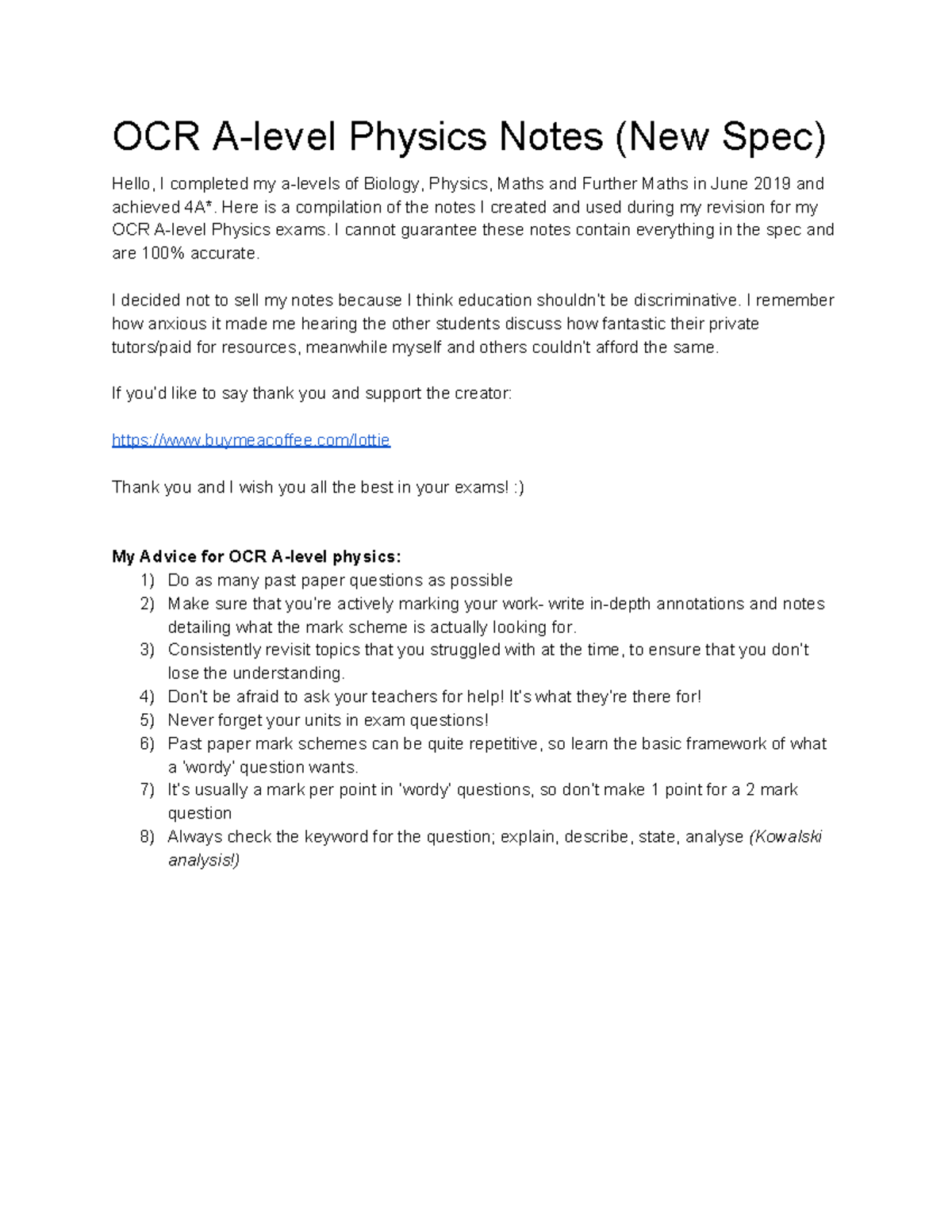 OCR A-Level Physics Revision Notes: Key Concepts and Insights - Studocu