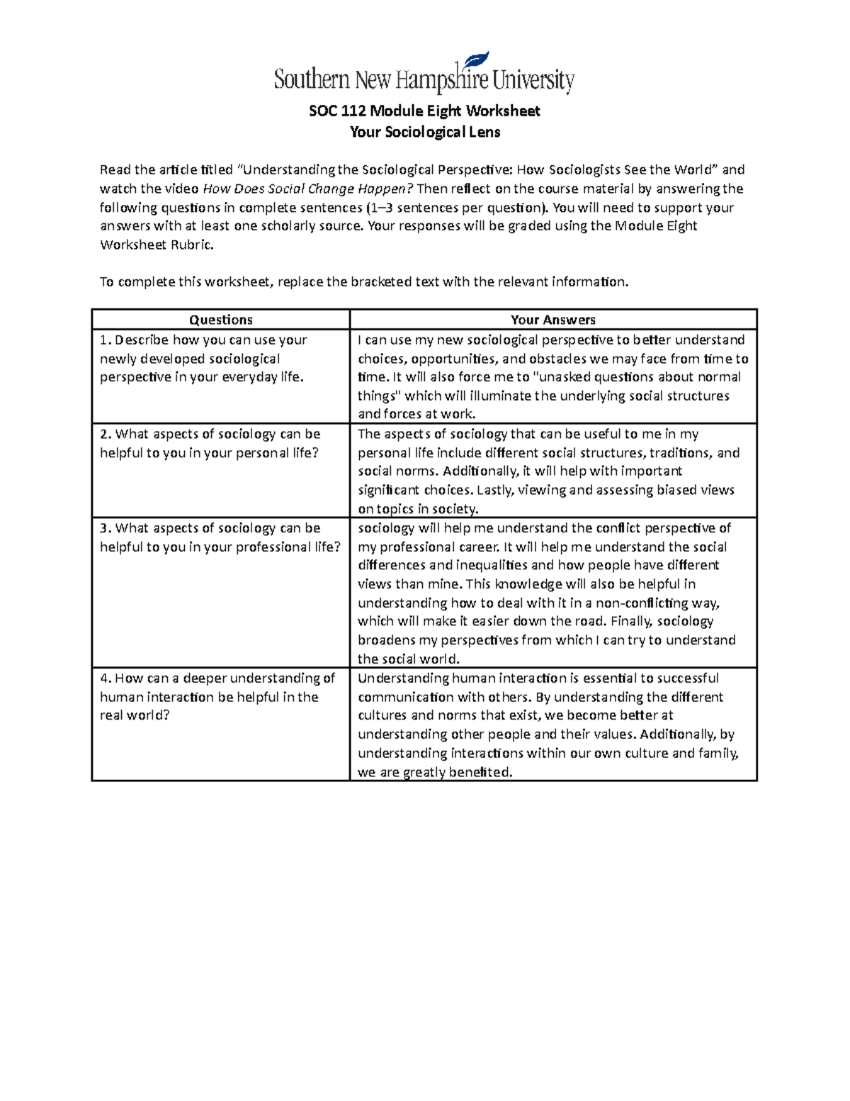 SOC112 Module 8-1 Assignment - SOC 112 Module Eight Worksheet Your ...