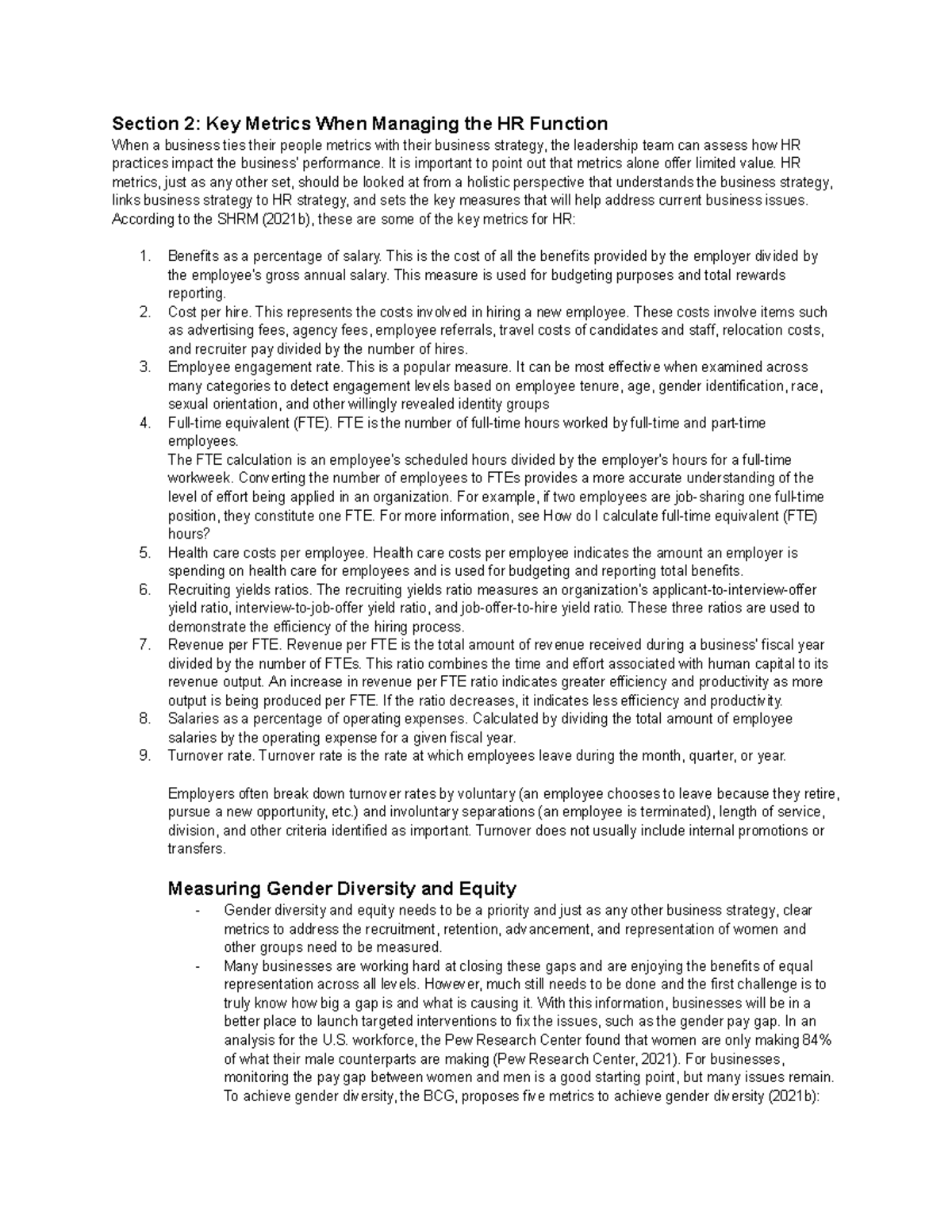 HR Metrics and Gender Diversity: Strategies for Workplace Equity - Studocu