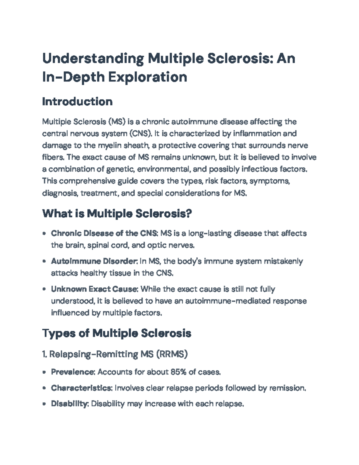 Understanding Multiple Sclerosis: Types, Symptoms, and Treatments ...