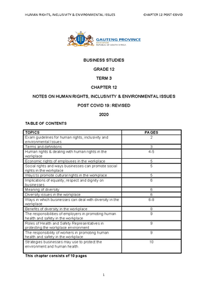 Quality OF Performance Notes GR 12 2024 - BUSINESS STUDIES GRADE 12 ...