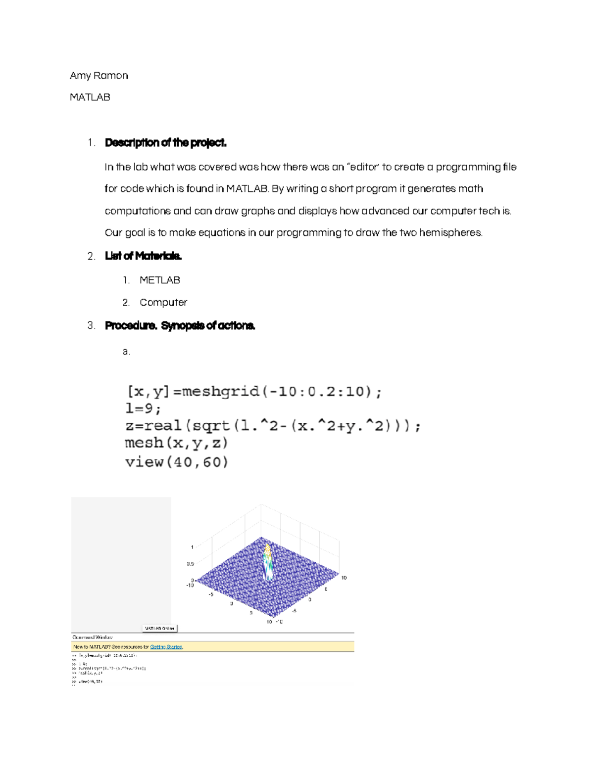 ENG 101 Lab 1: Introduction to MATLAB Programming and Graphing - Studocu