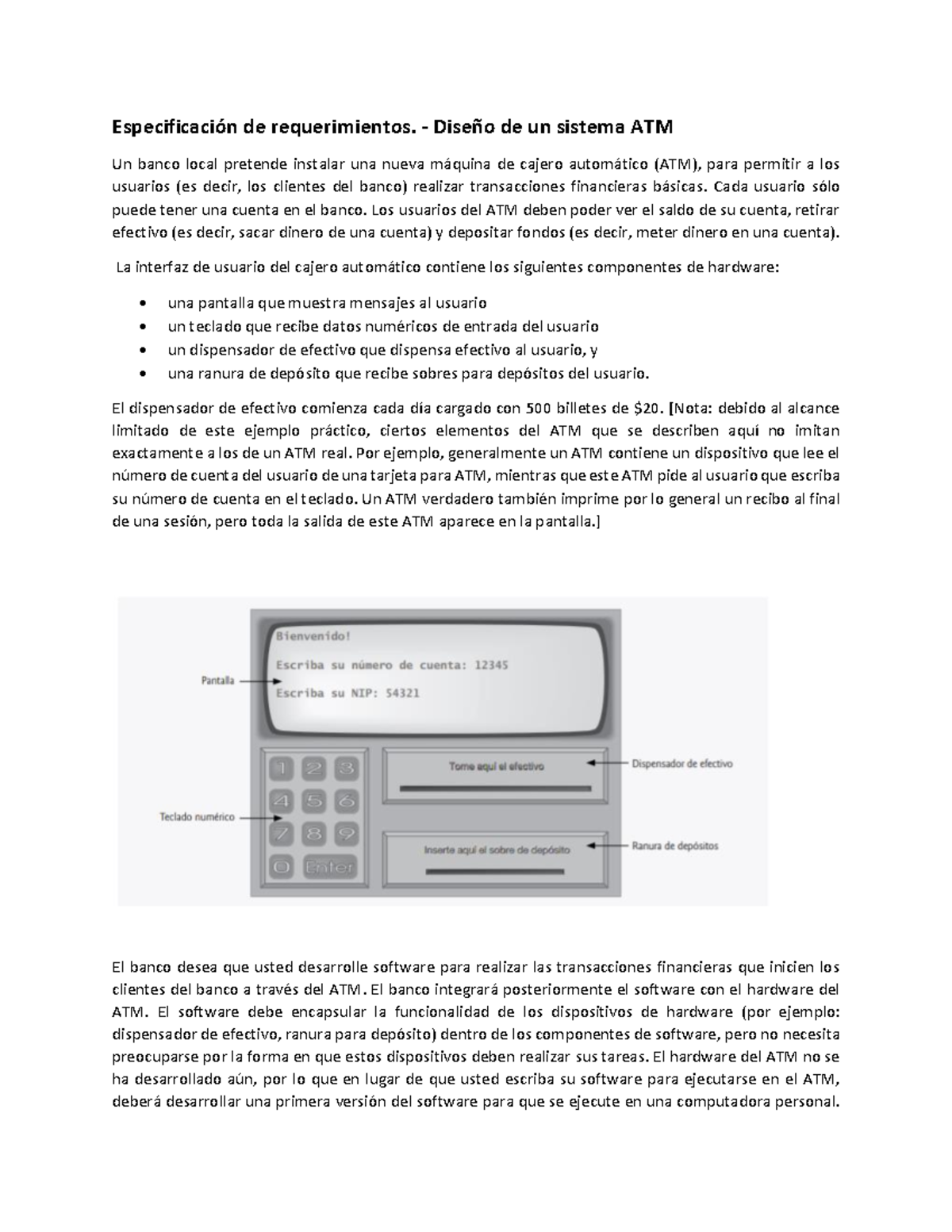 Diseno de un ATM Simplificado - EspecificaciÛn de requerimientos ...