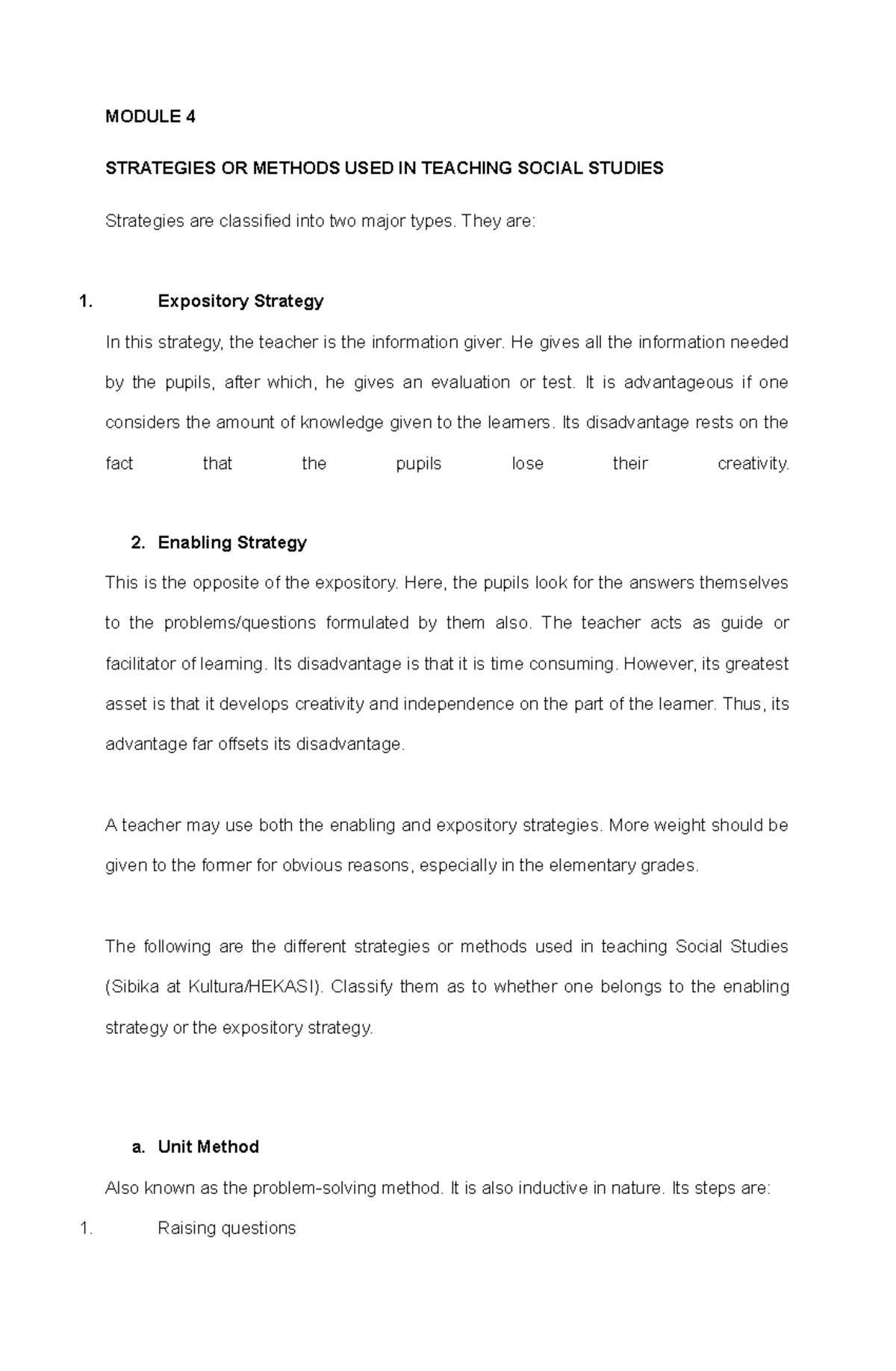 SSE 2 - Social Studies Teaching Strategies and Methods Notes - Studocu